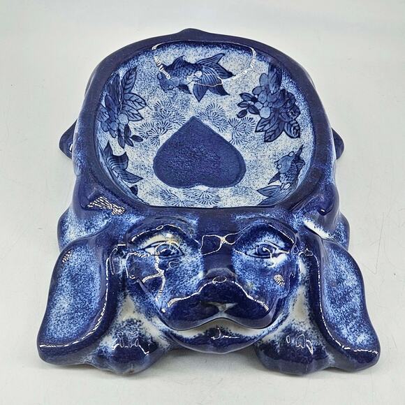 Wcl | Accents | Vintage Chinese Blue White Stoneware Porcelain Foo Dog ...